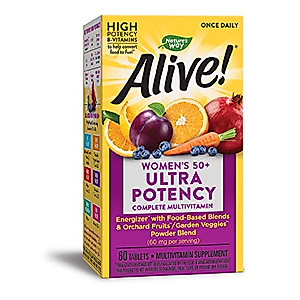 Nature's Way Alive!® Once Daily Women's 50+ Multivitamin, Ultra Potency, Food-Based Blends (60 mg per serving), 60 Tablets