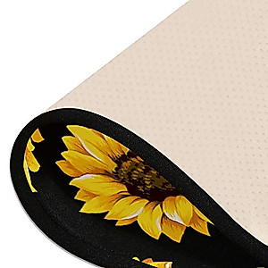 Sunflower Black Kitchen Rugs Non-Slip Soft Doormats Bath Carpet Floor Runner Area Rugs for Home Dining Living Room Bedroom 72" X 24"