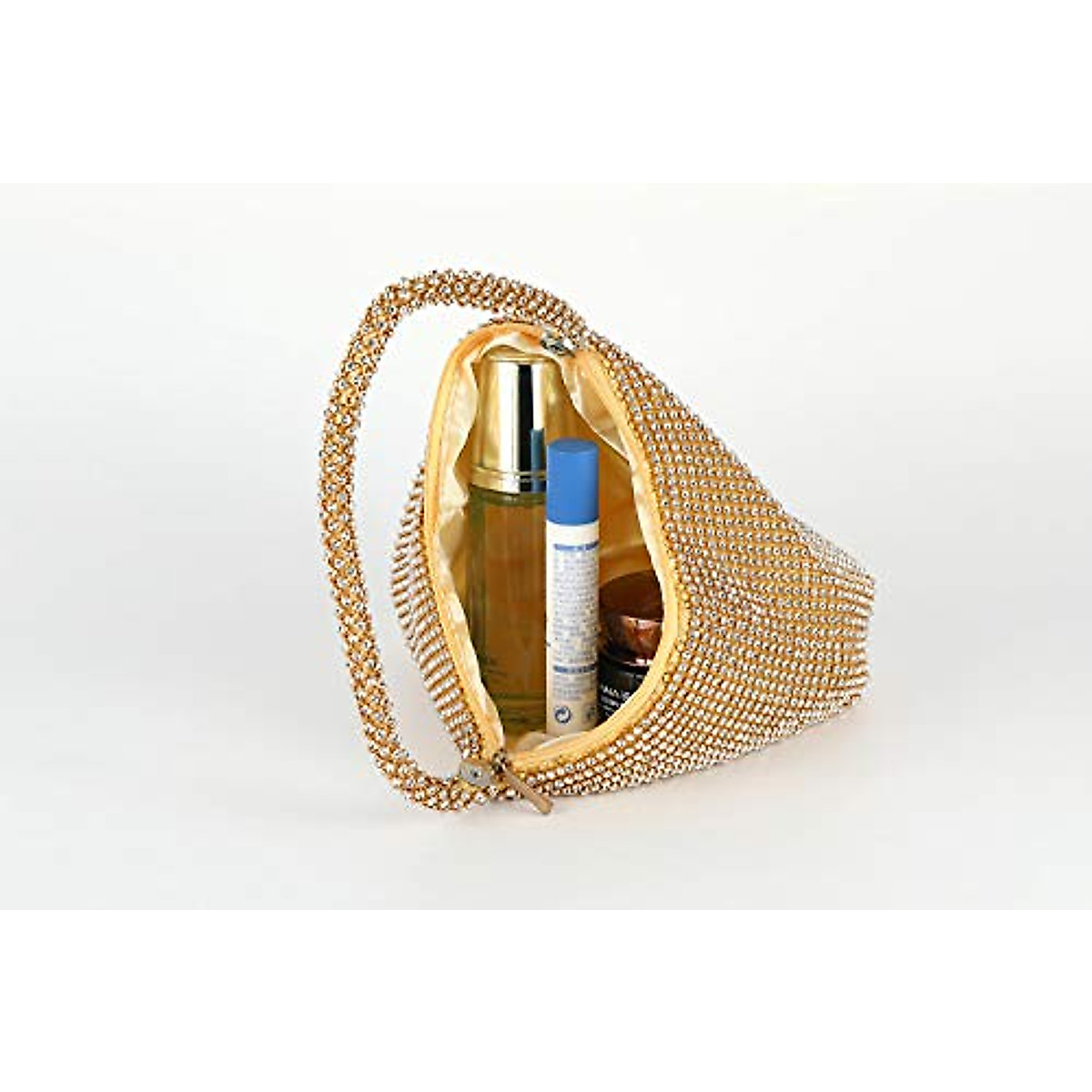 Vgift Clutch Purses for Women Evening, Glitter Wrist Bag Rhinestone Purse, Gold