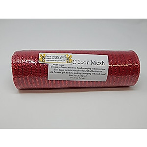 Floral Supply Online - 10 inch x 30 feet Red Metallic Mesh Ribbon. The Exclusive Metallic Red Mesh with A Unique Touch of Color and Sparkle.