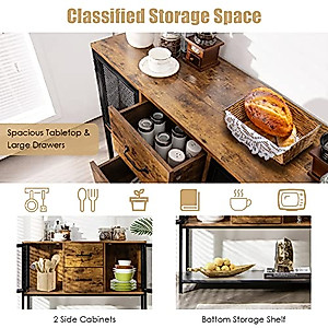 Giantex Buffet Cabinet with Storage, Industrial Sideboard, 2 Large Drawers 2 Cabinets Storage Shelf, Cupboard Pantry Utensil Organizer Credenza for Kitchen Entryway (Industrial)