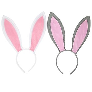 Funcredible Grey Bunny Ears and White Bunny Ears - Bunny Ears Headbands - Bunny Rabbit Cosplay Costume Accessories - Bendable Bunny Ears for Kids and Adult
