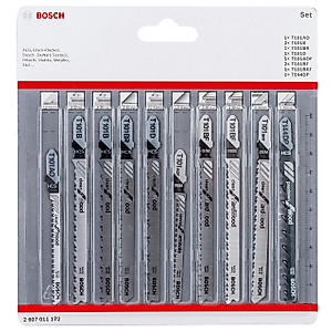 Bosch Professional 10-Piece Jigsaw Blades Set Clean (for Wood and Laminate, Accessories for Jigsaw with T-Shank Holder)