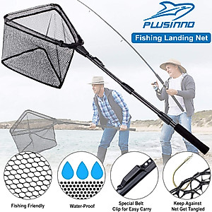PLUSINNO Fishing Net Fish Landing Net, 263pcs Fishing Tackle Kit with Tackle Box