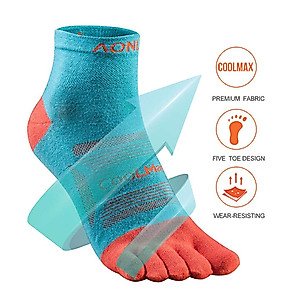 AONIJIE 3 Pair Sports Socks Multicolor Athletic Five Toe Socks for Men Women Running Hiking Basketball (Medium)