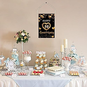 Kimini-Ki Happy 50th Anniversary Garden Flag, 50th Wedding Anniversary Yard Sign Decoration, Cheers to 50 Years Ground Flag, 50th Anniversary Celebration Party Ootdoor Indoor Decorations, Double-sided Printing