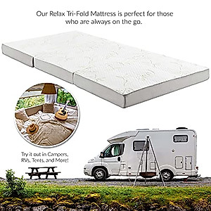 Modway Relax Tri-Fold Mattress CertiPUR-US Certified with Soft Removable Cover and Nonslip Bottom, 39inch x 75inch x 4inch, Twin