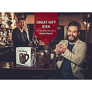 MyFancyCraft Handmade Beer - Mug Oak - Wood Dark Natural - Eco-Friendly Wooden Tankard Gift Barrel - Cup