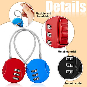 Combination Lock 3 Digit Luggage Locks Small Gate Locks TSA Bag Locks Waterproof Travel Padlock for School Gym Sports Fence Toolbox Gate Case, Hasp Storage (Red, Black, Blue,3 Pieces)