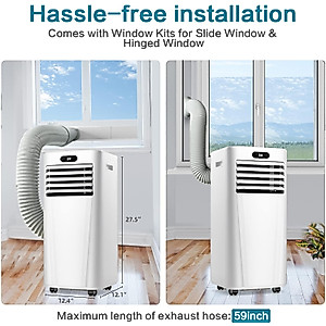 Kismile 8,000BTU Portable Air Conditioner with Built-in Dehumidifier Function, Fan Mode,Portable Ac Unit with Remote Control, Floor Air Conditioner for Room/Office/Dorm/Bedroom