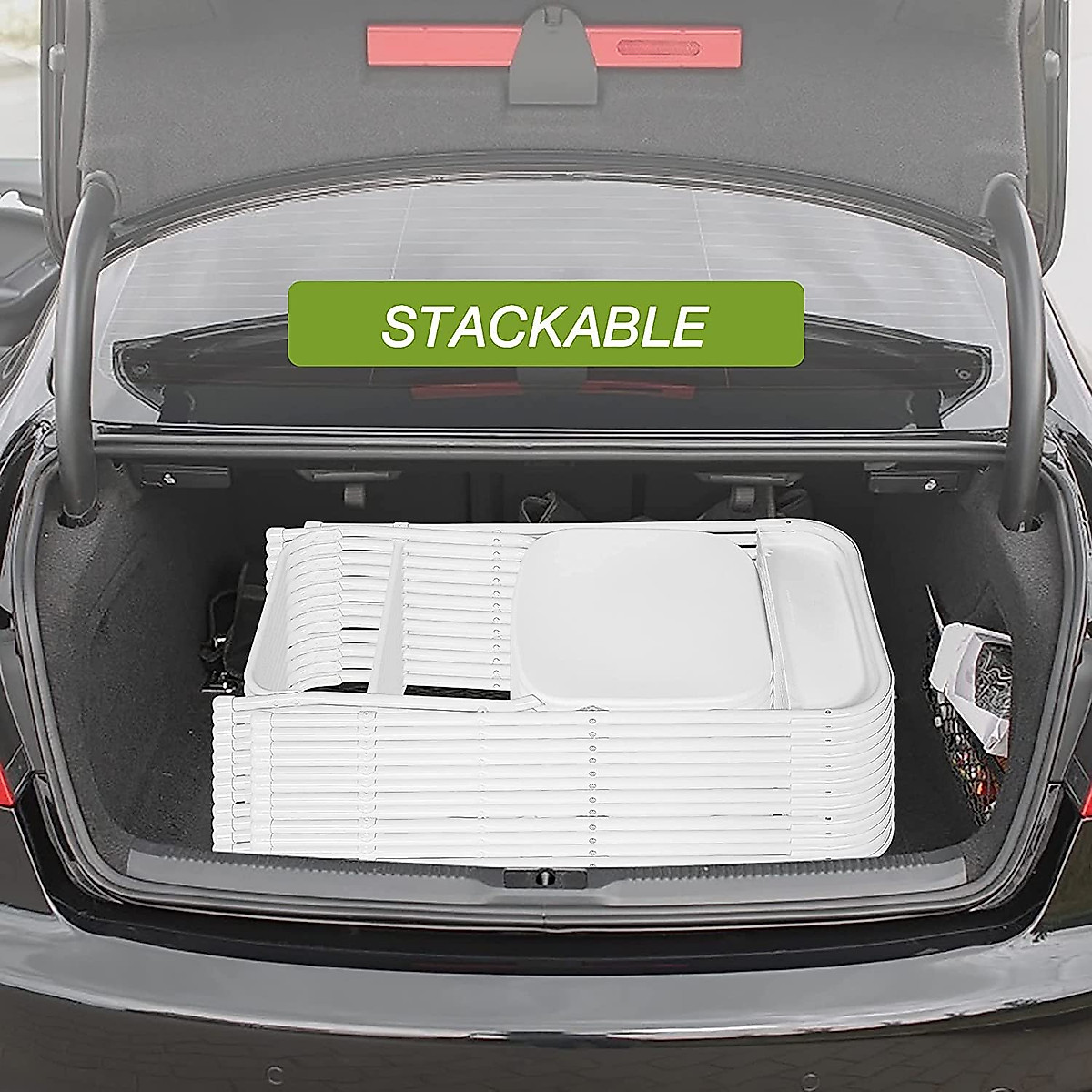 LUCKYERMORE 6 Pack White Plastic Folding Chair, Foldable Party Chairs, 330 lbs Capacity,Indoor Outdoor Folding Chairs,for Wedding Backyard Events Meeting House Festivals Dinner,Stackable