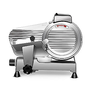 Zomagas Meat Slicer Machine,10 inch Commercial Meat Slicer, 240W Frozen Meat Cheese Deli Slicer,Premium Chromium-plated Steel Blade Semi-Auto Foody Slicer for Commercial and Home Use,Low Noises