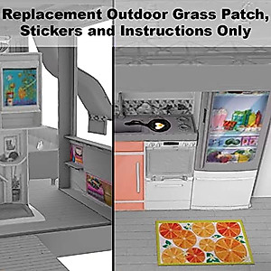 Replacement Parts for Barbie Doll Dreamhouse Playset - GRG93 ~ Replacement Outdoor Grass Patch, Stickers and Instructions