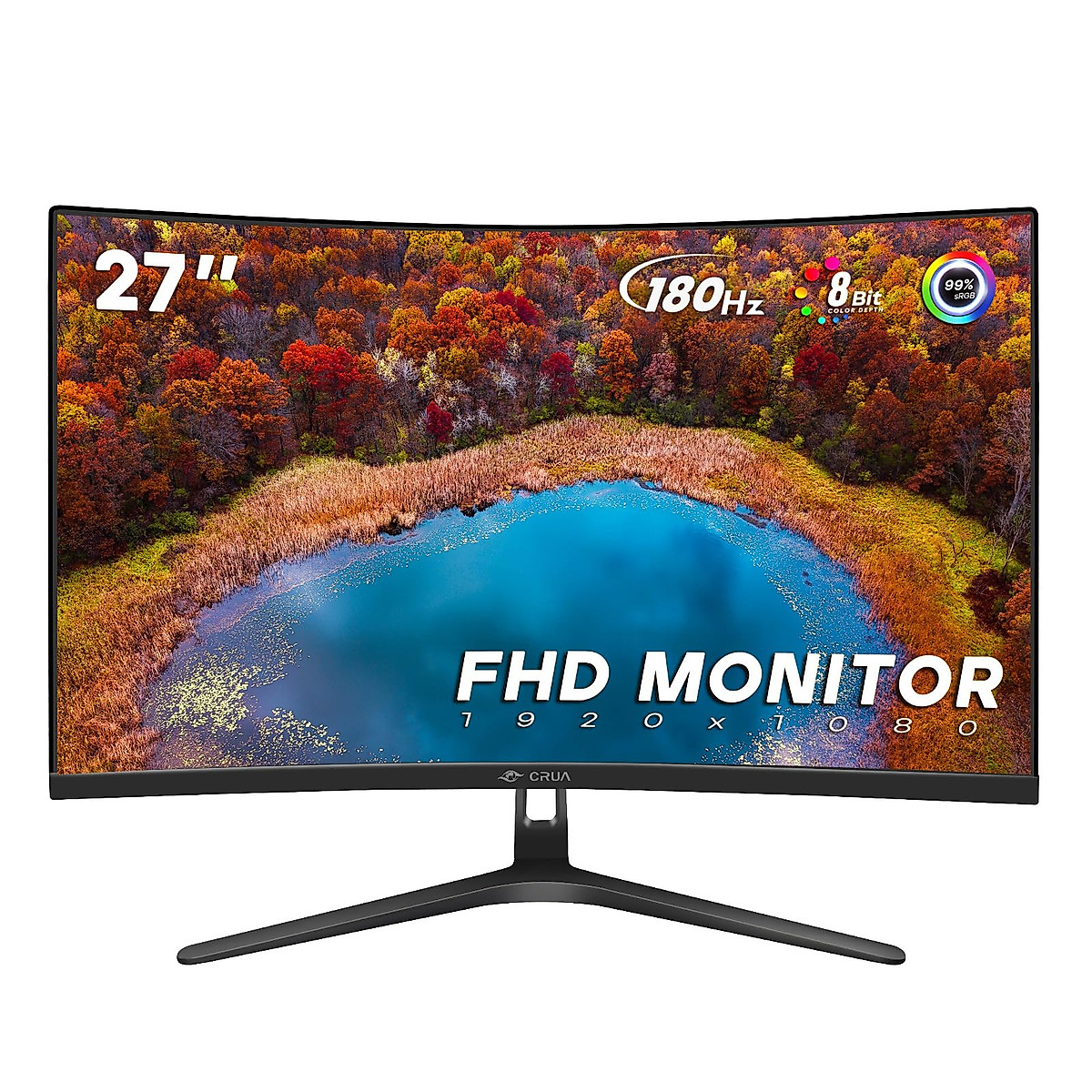 CRUA 27" 144Hz/180Hz Curved Gaming Monitor, FHD 1080P VA Screen 1800R Computer Monitors, 1ms(GTG) with FreeSync, Low Motion Blur, DisplayPort, HDMI, Support Wall Mount Install- Black