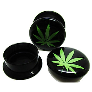 Pierced Republic Pot Leaf Marijuana Ear Plugs - Acrylic Screw-On - New - 8 Sizes - Pair (00 Gauge (10mm))
