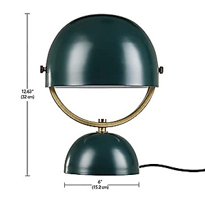 Globe Electric 52973 12.5" Desk Lamp, Matte Green, Matte Brass Accent, Black Fabric Cord, in-Line On/Off Rocker Switch, Title 20 LED Bulb Included, Home Décor, Desk Lamps for Home Office