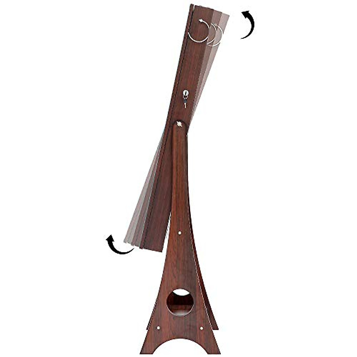 Knocbel LED Jewelry Cabinet Full Body Mirror Lockable Jewelry Armoire Standing Angel Adjustable Storage Organizer Box with Inner Mirror & 2 Drawers, 15.75" L x 14.96" W x 61.42" H (Brown)