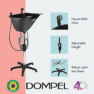 DOMPEL Bundle Wash Unit | Portable Shampoo Bowl | Shampoo Bowl For Sink For Home | Incl. Drain, Faucet Hose & Headrest | Built - Portable Hair Washing Sink & Portable Sink For Washing Hair
