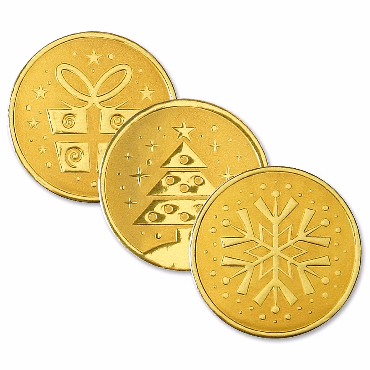 PaperDirect Christmas Gift, Christmas Tree, and Snowflake Foil Seals, Pack of 48