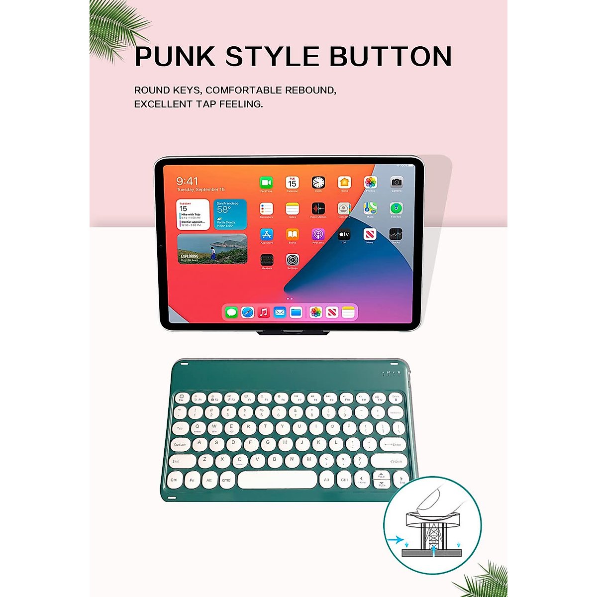 ElecMosWN Urtra Slim Bluetooth Keyboard for iPad Mac,Compact Rechargeable Wireless Keyboard for iPad,iPad Pro/Mini/Air,iPhone,MacBook,Windows Laptop Surface Pro Android Tablet Smartphone(Green)