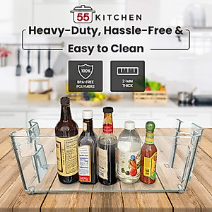 (4 Pack) Pantry and Refrigerator Organizer Bins for Kitchen and Cabinet Storage | Stackable Food Bins with Handles | BPA FREE Fridge and Freezer Containers | Clear