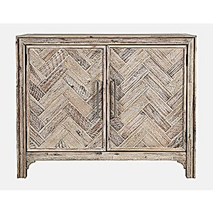 Jofran Gramercy Mid-Century Modern Chevron Two Door Accent Chest Cabinet, 40", Grey Wash