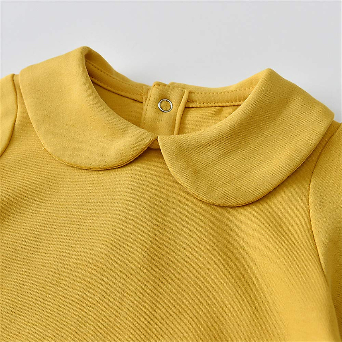 Auro Mesa Newborn Baby Infant Unisex Cotton Long-Sleeve Solid Peter Pan Collar Jumper Bodysuits Outfits