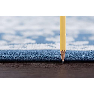 Newcomb Traditional Oriental Navy Scatter Mat Rug, 2' x 3'