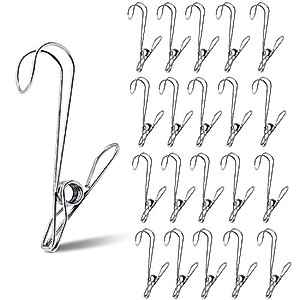 20 Pack Laundry Hooks Clothes Pins Hanging Clips Metal Baby Delicate Item Hanger Rack Office Home Travel Portable