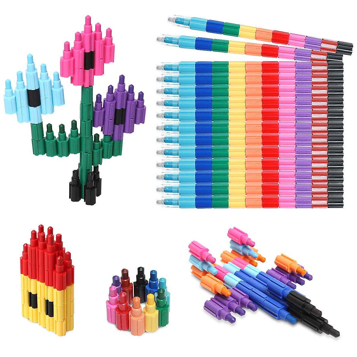 Ratatoys Stacking Crayons, 15 pc Set, Buildable and Stackable for Drawing, Coloring, or Arts and Crafts, Large Preschool Friendly Connect Pieces, Party Favor and Classroom Fun