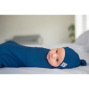 Copper Pearl Baby Beanie Hat Top Knot Stretchy Soft River 0-4mo