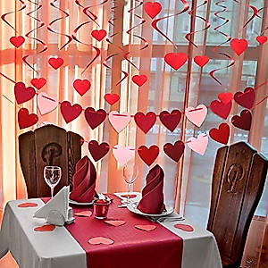 2 Pieces Valentines Day Banners,Felt Heart Garland Banner Valentine’s Day Decor for Wedding Birthday Anniversary Party Decorations Ornaments