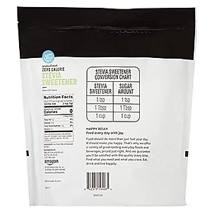 Amazon Brand - Happy Belly Granulated Zero Calorie Stevia Sweetener Packet, 9.7 ounce (Pack of 1)