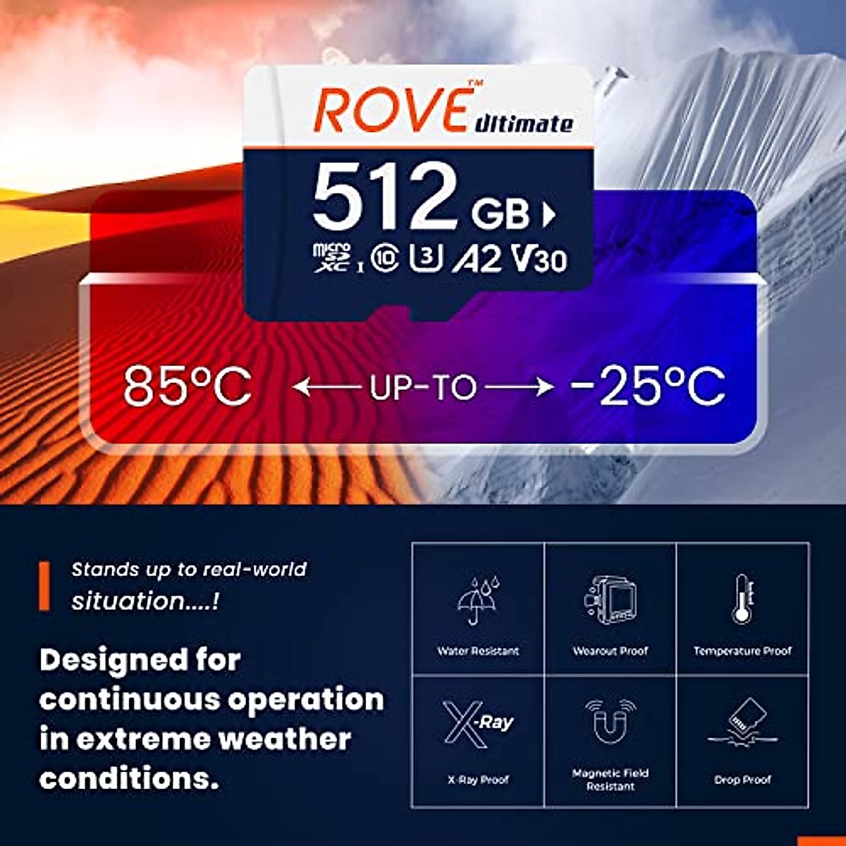 ROVE Ultimate Micro SD Card microSDXC 512GB Memory Card with USB 3.2 Type C Card Reader 170MB/s C10, U3, V30, 4K, A2 for Dash Cam, Android Smart Phones, Tablets, Games