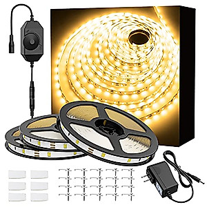 Onforu Warm White LED Strip Lights, 49.2ft 3000K White Dimmable Strip Lighting, 2835 LEDs Tape Light, 15m 12V Adhesive Rope Christmas Light, Flexible Ribbon Light for Kitchen Cabinet Bedroom Wardrobe