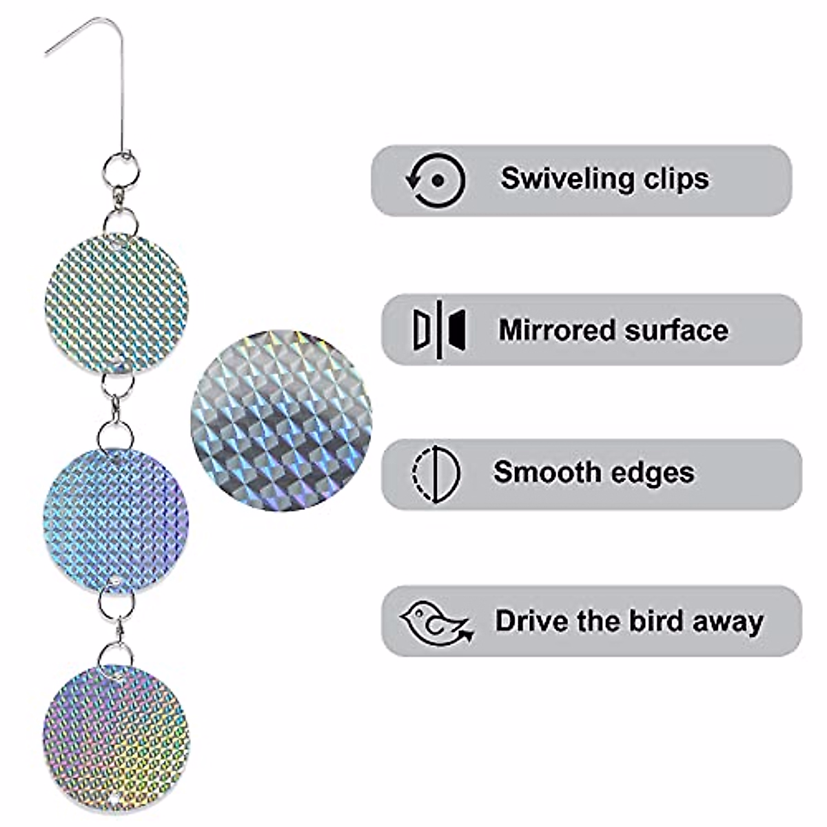 Mageloly 24 Pack Bird Reflective Disks, Woodpecker Deterrent Bird Repellent Devices Outdoor, Bird Deterrent Scare Discs