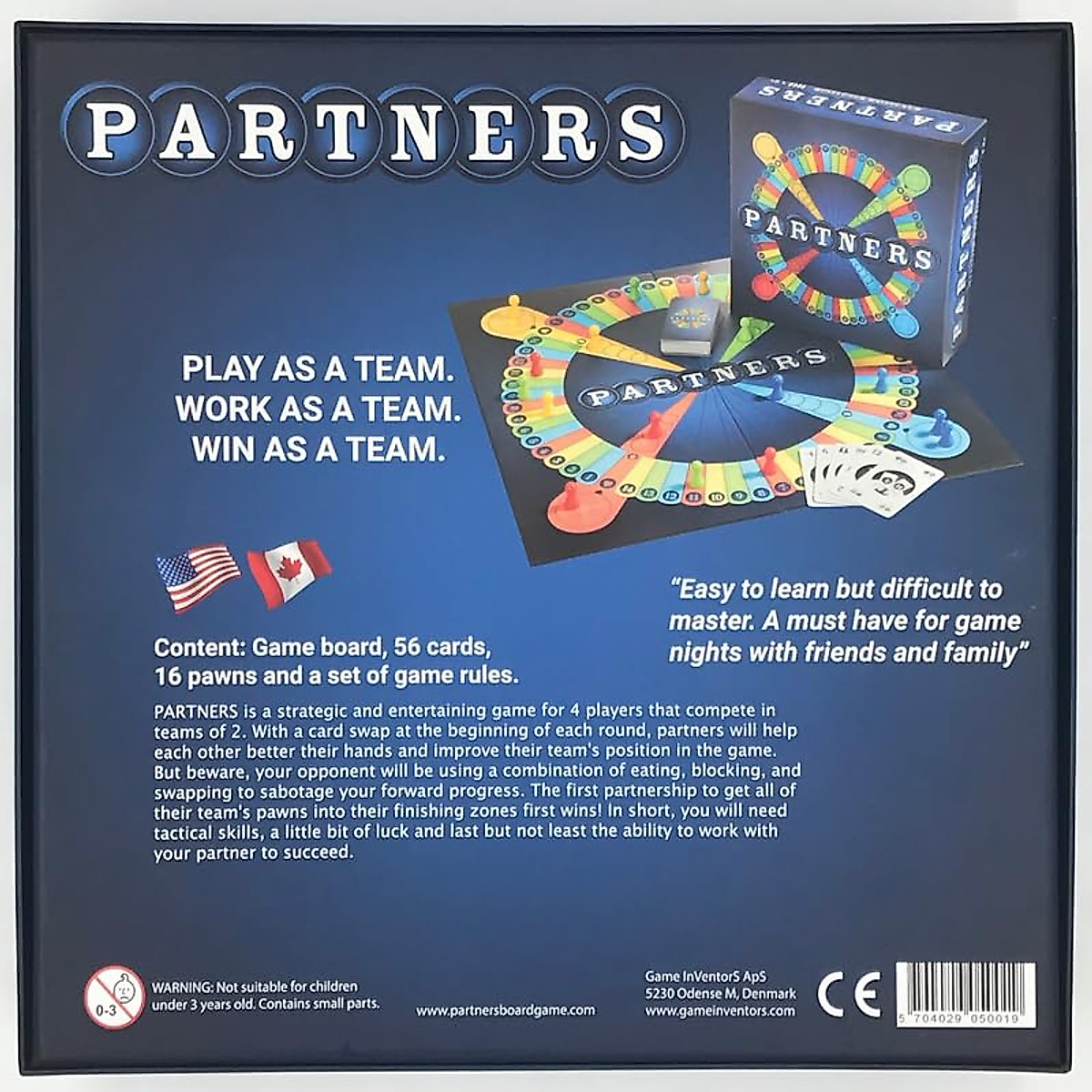 PARTNERS Board Game | 1st USA Edition | A 4 Player Strategy Board Game Played in Teams of 2 | Perfect for Game Night with Family, Friends, Adults, Teens, All Ages