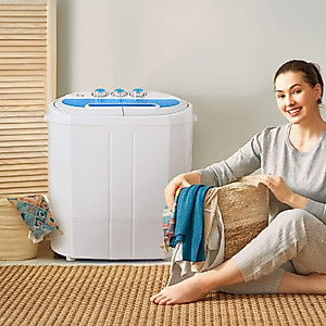 Tiktun Mini Compact Twin Tub XPB30-1288S Portable Washing Machine, White and Sky Blue