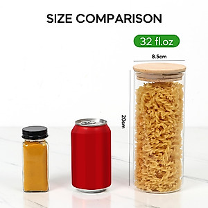 STARSIDE 32 oz Glass Jars with Bamboo Lid,Set of 8 Airtight Food Storage Jars,Kitchen Glass Pantry Storage Containers,Borosilicate Glass Canisters Sets