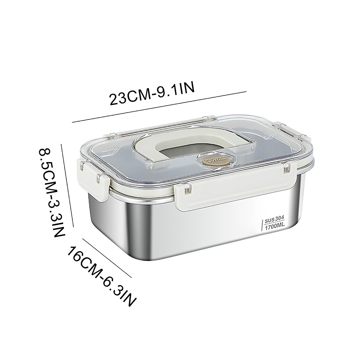 Stainless Steel Food Storage Containers with Handle Leak Proof & Airtight Lids For Kitchen,Meal Prep Lunch Box,Dishwasher Safe,Oven/Freezer/Microwave,Meal Prep Containers Reusable & Stackable (1700ML)