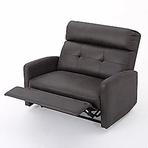 GDFStudio Hana Plush Cushion Tufted Back Loveseat Recliner (Microfiber/Slate)