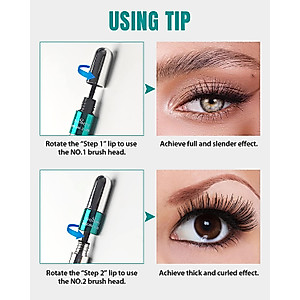 NaSeny 2in1 Vibely Mascara Lash Cosmetics Waterproof Black Volume And Length Thickening And Lengthening Dual Effect 5X Longer Mascara Smudge-Proof Non Clumping