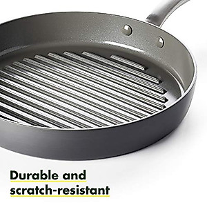 GreenPan Chatham Hard Anodized Healthy Ceramic Nonstick, 11" Grill Pan, PFAS-Free, Dishwasher Safe, Oven Safe, Gray