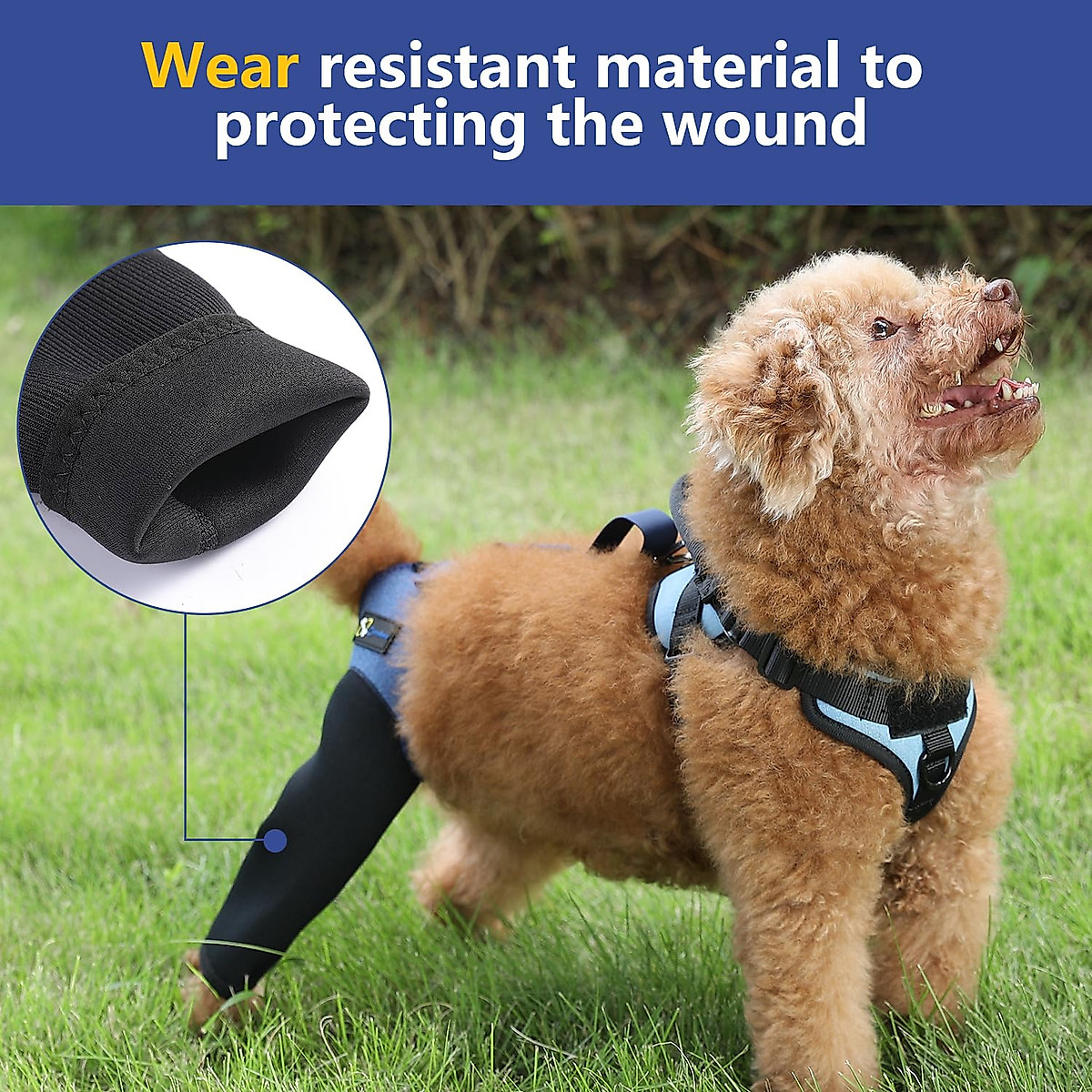 COODEO Dog Recovery Sleeve, Pet Wounds Prevent Licking, Bite, Keep Dry, Abrasion Resistant Dog Recovery Suit, Washable Neoprene 2.5mm Thick and Waterproof, Cone Collar Alternative (S)