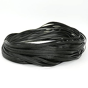 15m (48 Ft) Polyethylene Plastic Rattan Synthetic Wicker Repair Material for Knit and Repair Rattan Chair Table Basket (Black with Lines)