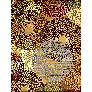 Unique Loom Barista Collection Modern, Abstract, Geometric, Circles, Urban, Rustic, Warm Colors Area Rug, 9 ft x 12 ft, Beige/Burgundy