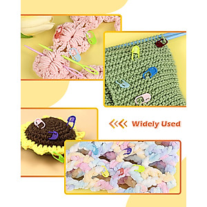 300pcs FIVEIZERO Stitch Markers with 6 pieces of large blunt sewing needles,colorful knitting markers,plastic crochet hook clip,bulk Crochet hook markers for knitting stitch locking clip crochet hooks