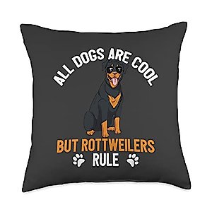 Funny Rottweiler Gifts Cool But Rottweilers Rule-Dog Owner Throw Pillow, 18x18, Multicolor