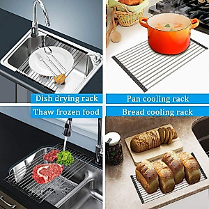 LLygezze Stainless Steel Roll-up Drying Rack Over The Sink Rack 17.5"x13"