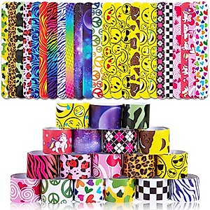 LovesTown Kids Slap Bracelets, 48PCS Slap Wristbands Snap Bracelets Emotions Camouflage Leopard Print Galaxy for kids Party Favors Classroom Prizes Birthday Gifts